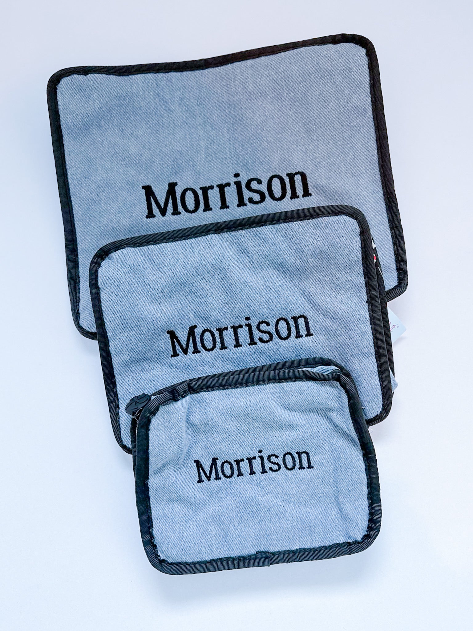 Monogrammed *Denim* Packing Cubes – Stitch-Able