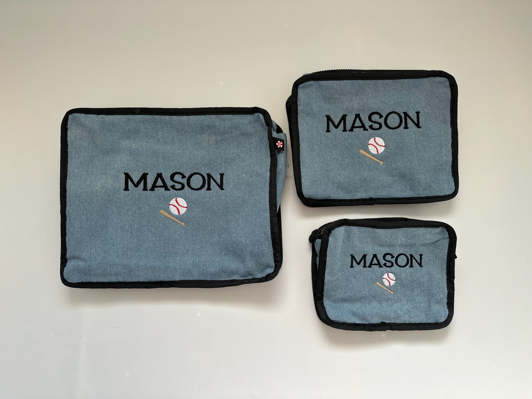 Monogrammed *Denim* Packing Cubes – Stitch-Able